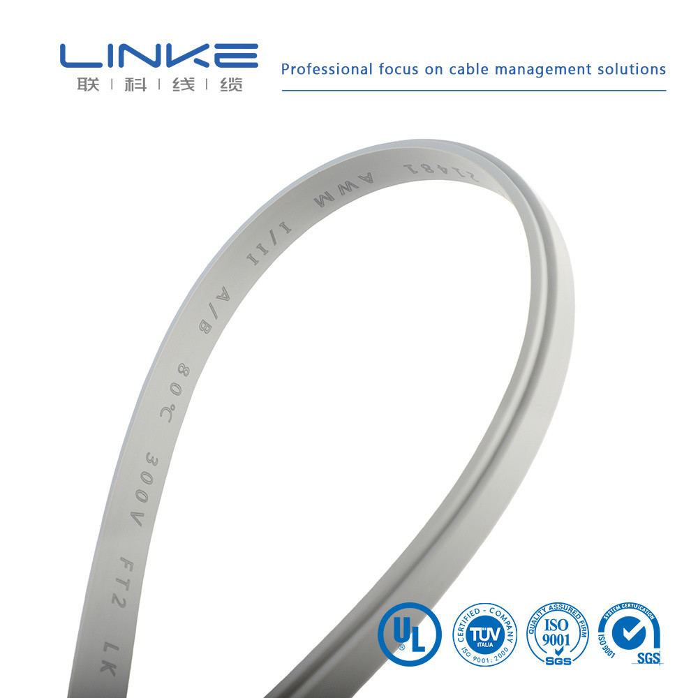 UL1185 Flat Wire Gray PVC Parallel Cable With 10 Pin Flexible Flat Ribbon Shape